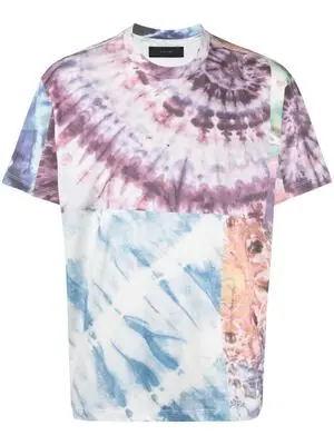 Amiri Tie Dye Patchwork Tee Shirt