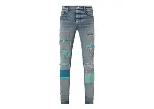Amiri Vintage Quilt Art Patch Skinny Jeans
