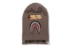 A BATHING APE X Ovo Woodland Camo Shark Reversible Balaclava - Grey