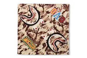 A BATHING APE X Ovo Woodland Camo Shark Bandana - Beige