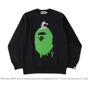 BAPE X Tom And Jerry Painting Crewneck Sweatshirt - Black