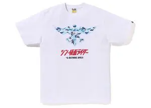A BATHING APE X Shin Kamen Rider Shocker Emblem Tee Shirt - White Blue