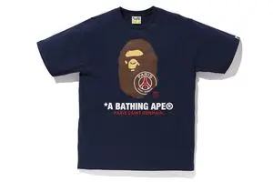 BAPE X Psg Ape Head Tee Shirt Navy Blue