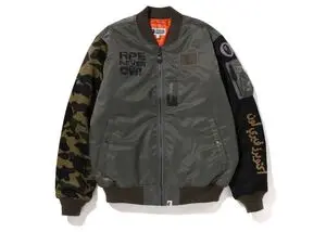 A BATHING APE X Ovo Loose Fit Ma1 Jacket - Olive Drab
