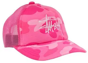 A BATHING APE X Stussy Trucker Cap - Pink