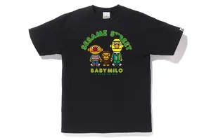 A BATHING APE X Sesame Street Milo & Bert & Ernie Tee Shirt - Black