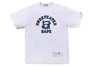 A BATHING APE X Undefeated College Tee Shirt - White