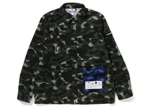 A BATHING APE X Undefeated Camo Flannel Jacket - Green Blue