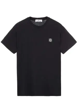 Stone Island 24113 60/2 Cotton Slim Fit Logo Applique T-shirt - Black
