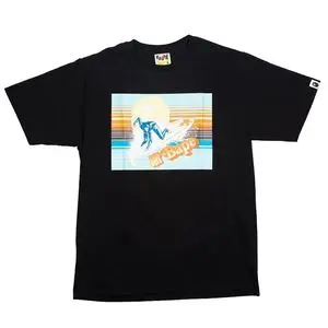 A BATHING APE X Undefeated Surfing Ape Tee Shirt - Black