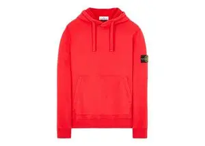 Stone Island Brushed Cotton Fleece Hooded Sweater 64120 - Red