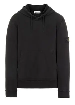 Stone Island Brushed Cotton Fleece Hooded Sweatshirt - Black