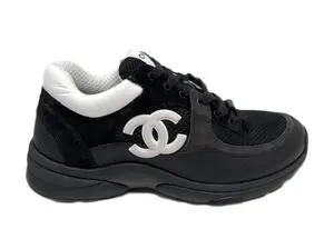 Women's Black White Chanel Sneakers