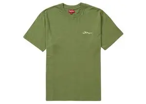 Supreme Arabic Logo Washed Short Sleeve Tee Shirt Olive