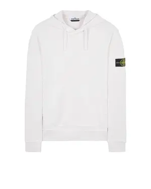 Stone Island Garment Dyed Cotton Fleece Hoodie - White