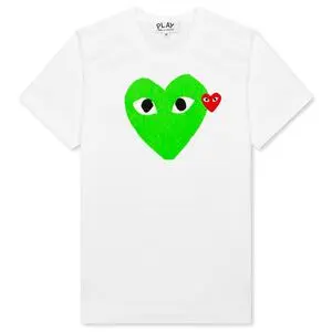 Play Comme Des Garcon Red Emblem Heart T-Shirt White/green