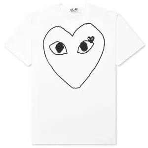 Play Comme Des Garcon Black Emblem Outline T-shirt - White