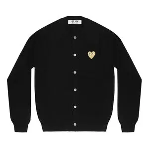 Play Comme Des Garcon Gold Heart Knit Cardigan - Black