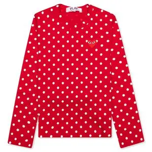 Play Comme Des Garcon Polka Dot Long Sleeve T-shirt - Red