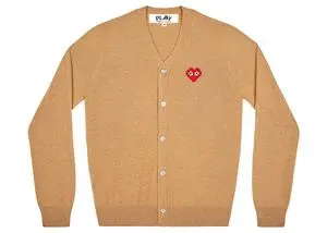 Play Comme Des Garcon X Invader Cardigan - Camel