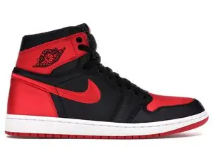 JORDAN 1 Retro High Satin Banned Sneakers - Black/university Red/white