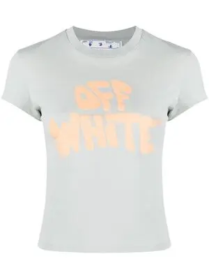 Off-White Logo Print Cotton T-shirt - Grey