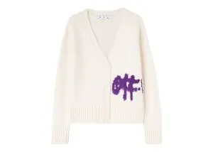 Off-White Logo Intarsia Cardigan - White