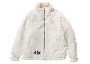 A BATHING APE Camo Sherpa Reversible Jacket - Ivory