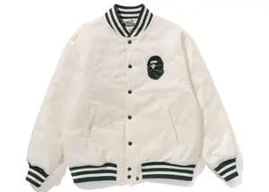 A BATHING APE Tonal Camo Padded Varsity Jacket - Ivory