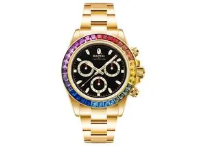 A BATHING APE Type 4 Bapex Crystal Stone Watch - Gold