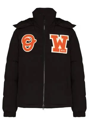 Off-White Logo Patch Puffer Jacket - Black/orange