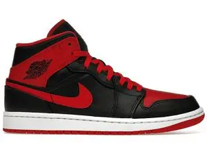 JORDAN 1 Mid Alternate Bred 2022 - Black/fire Red/white