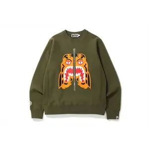 A BATHING APE Tiger Heavy Weight Crewneck Sweatshirt - Olive