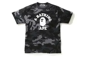 A BATHING APE Woodland Camo College Tee Shirt - Black