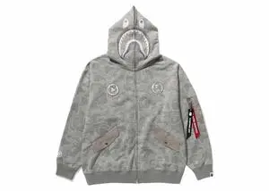 A BATHING APE X Alpha Industries Shark Full Zip Hoodie - Olivedrab Green