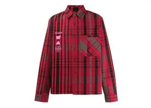 Off-White Offwhite Mariana De Silva Checked Cotton Blend Flannel Shirt Red
