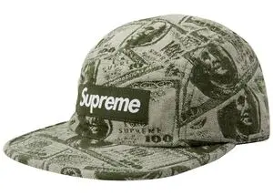 Supreme 100 Dollar Bill Camp Cap - Green