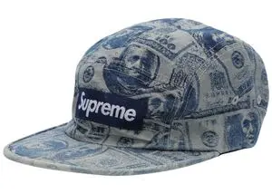 Supreme 100 Dollar Bill Camp Cap - Blue