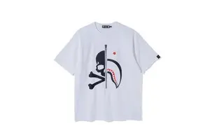 A BATHING APE Vs Mastermind Half Skull Half Shark Double Sided Tee Shirt