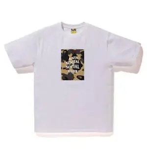 A BATHING APE X Anti Social Club 1st Camo Box Tee Shirt (fw19)in White/yellow White/yellow Camo