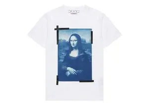Off-White Off Mona Lisa Print Logo Slim Fit T-shirt - White/blue/black
