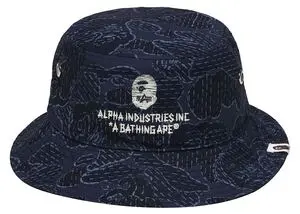 A BATHING APE X Alpha Industries Military Bucket Hat - Navy Blue