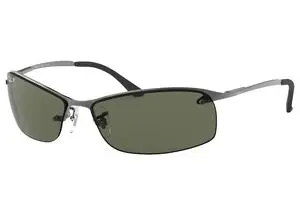 Ray-ban Full Rim Rectangle Sunglasses - Polished Gunmetal/green (rb3183)
