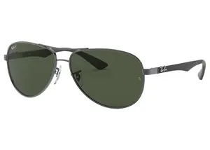 Ray-ban Aviator Sunglasses - Carbon Fiber Gunmetal/green (rb8313)