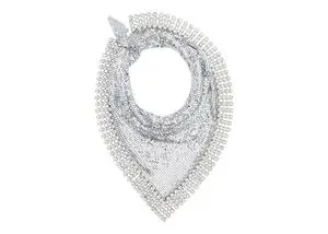Rabanne H&m Metalmesh Triangle Scarf With Fringe - Silver