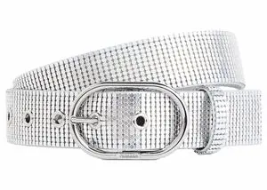 LOUIS VUITTON Versace Enamel Medusa Leather Belt - Silver