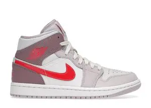 JORDAN 1 Mid Valentine's Day Sneakers - White/pink/crimson