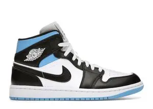 JORDAN 1 Mid High-top Sneakers - White/black/university Blue