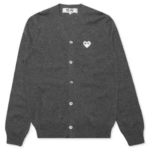 Play Comme Des Garcon Heart Knit Cardigan - Grey