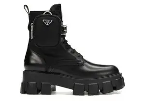 Prada Monolith 55mm Pouch Ankle Boots - Black/silver